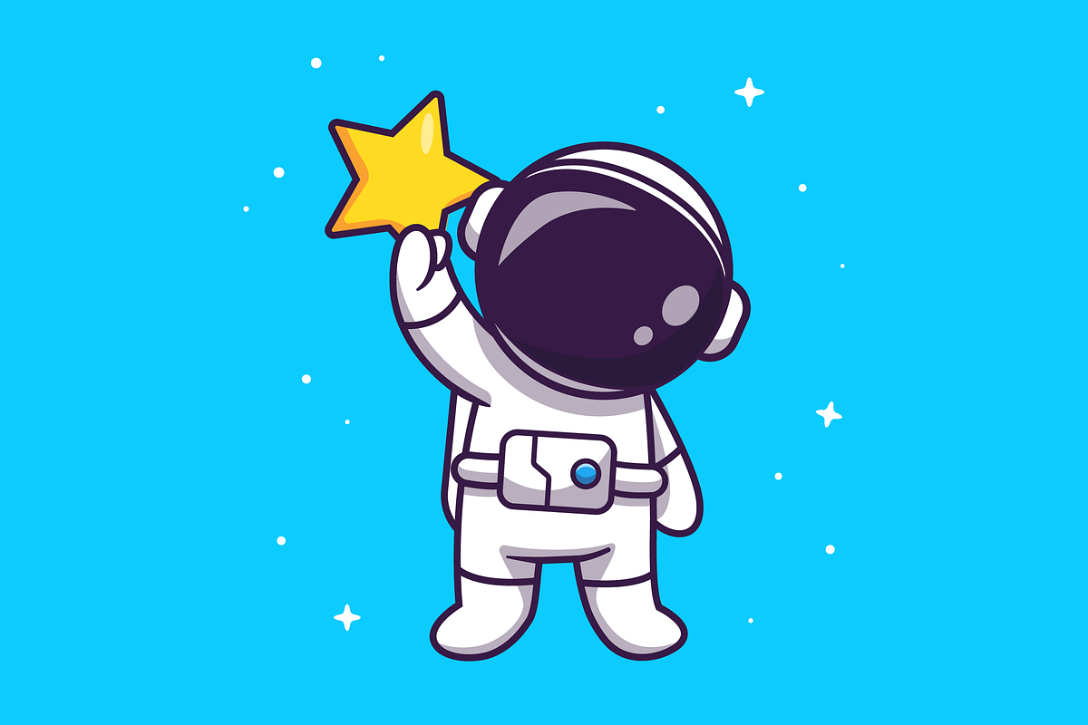 Cute Astronaut Holding Star Cartoon, a Technology Illustration by ...