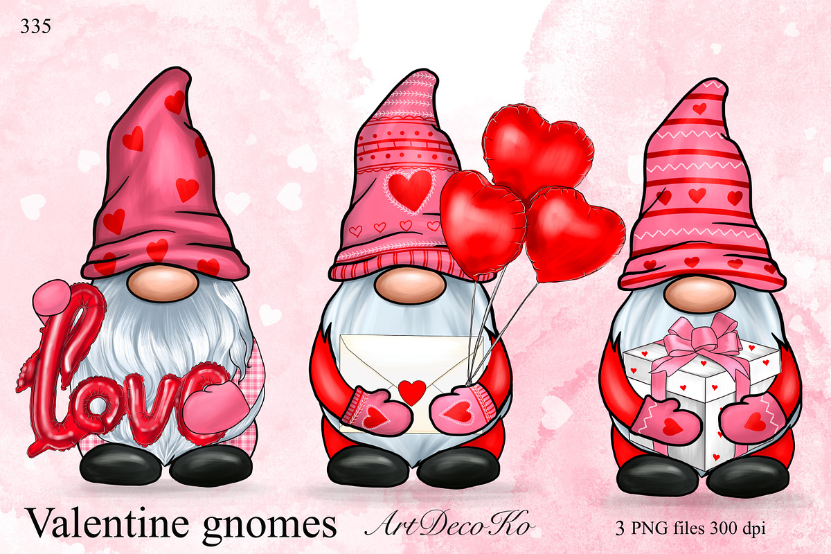 Valentines day gnomes, an Illustration by DekoArt