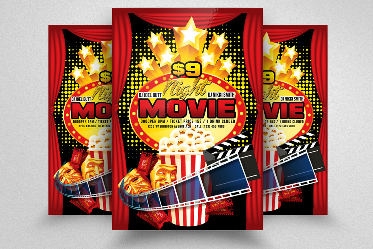 Movie Time Flyer Templates, a Flyer Template by Psd Templates