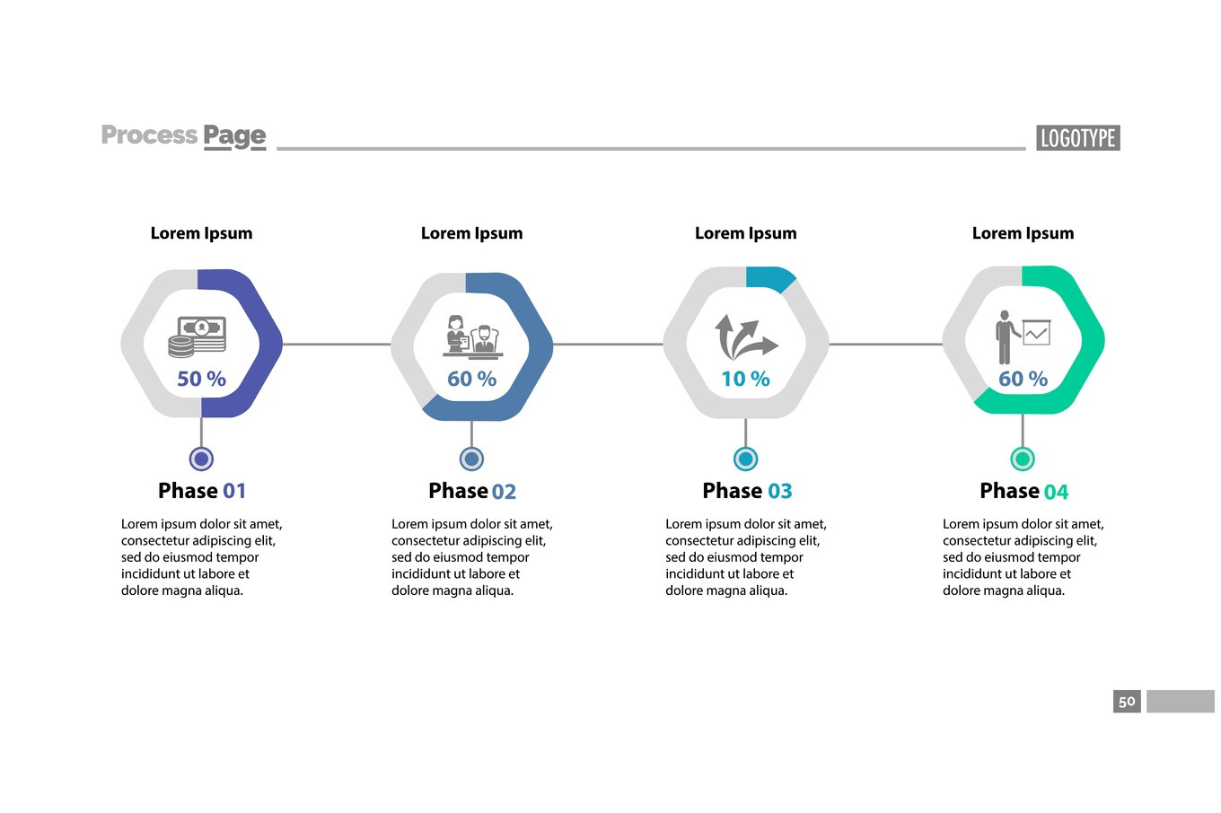 Four phase process chart page template, a Texture Graphic by SurfsUpVector