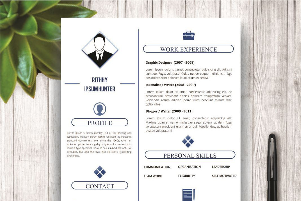 Simple Resume Template With Photo, a Resume Template by Creative Resume ...