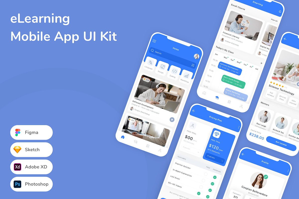 eLearning Mobile App UI Kit, an UI Kit Template by Betush