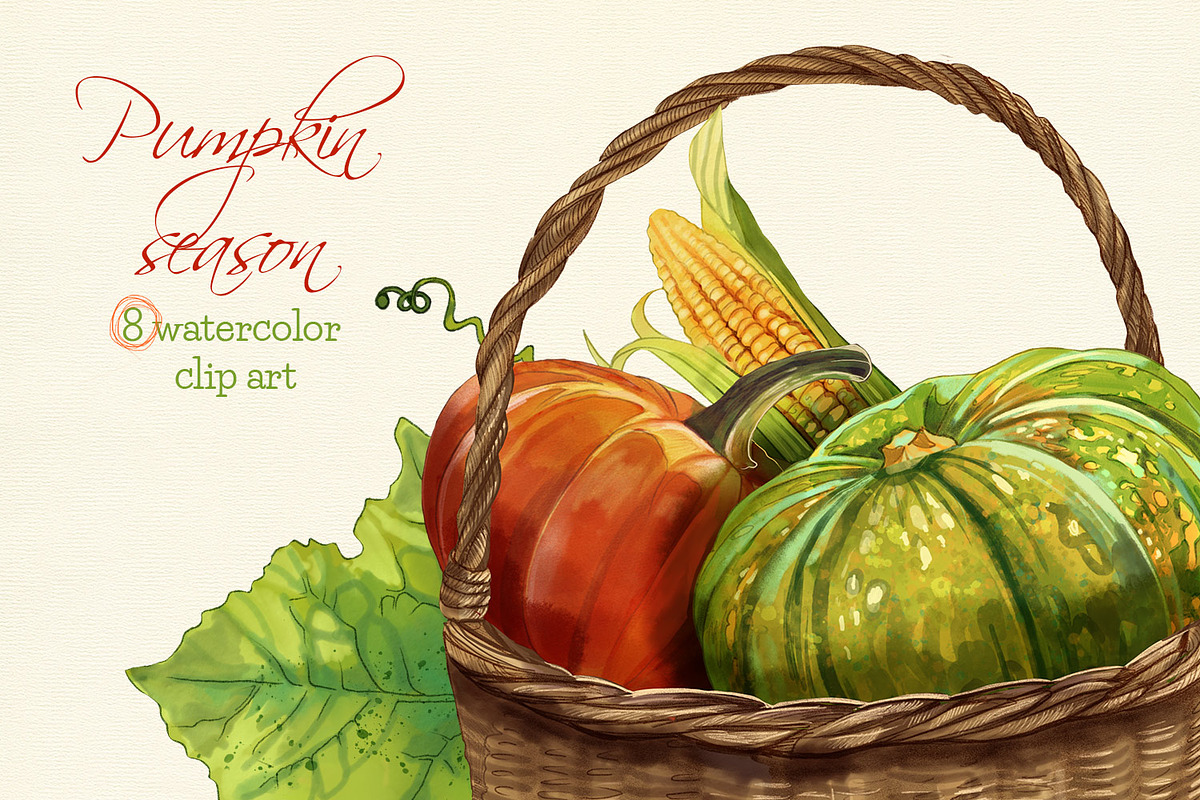 Pumpkins clipart, Harvest clipart, an Illustration by Drumla