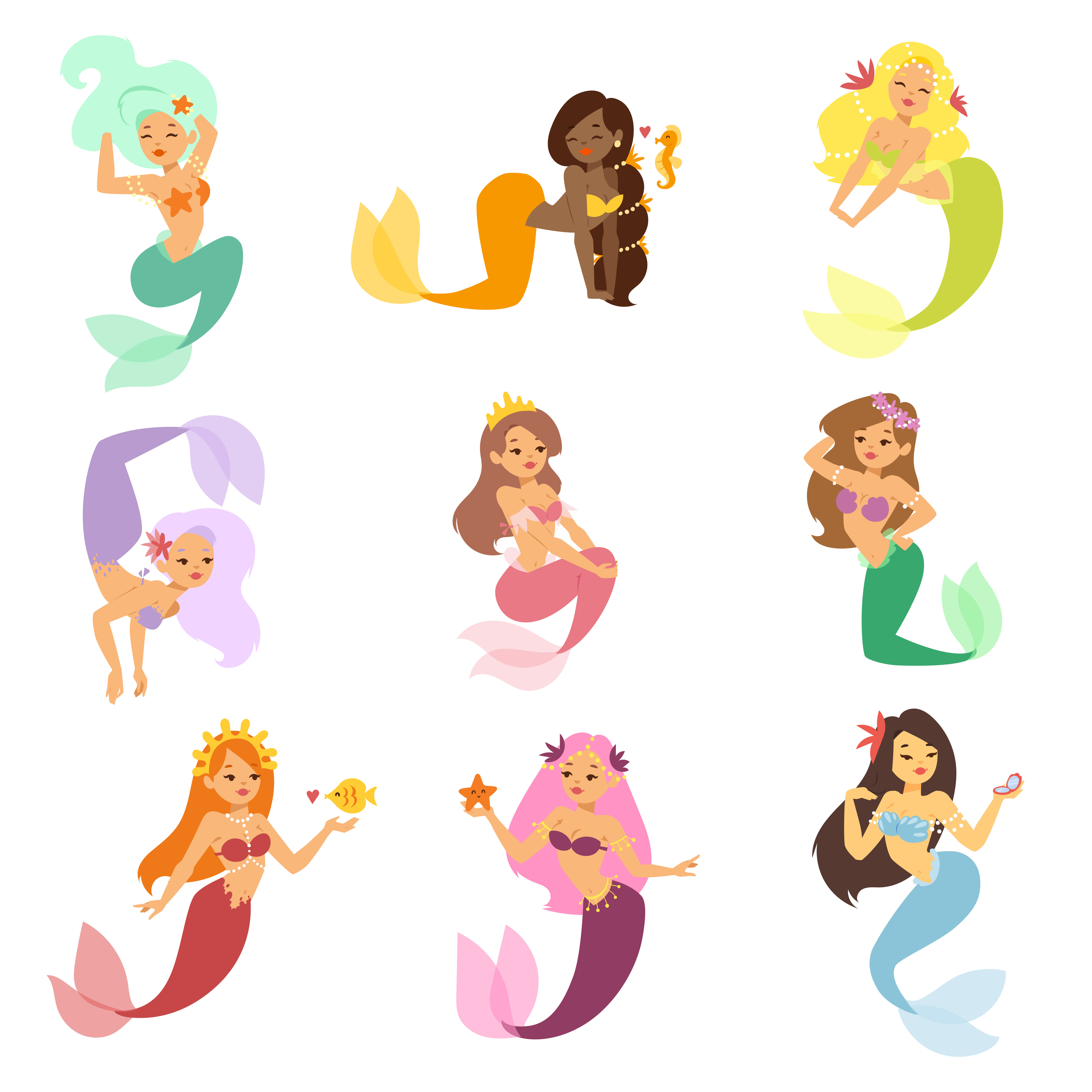 Mermaid nixie character vector | Animal Illustrations ~ Creative Market