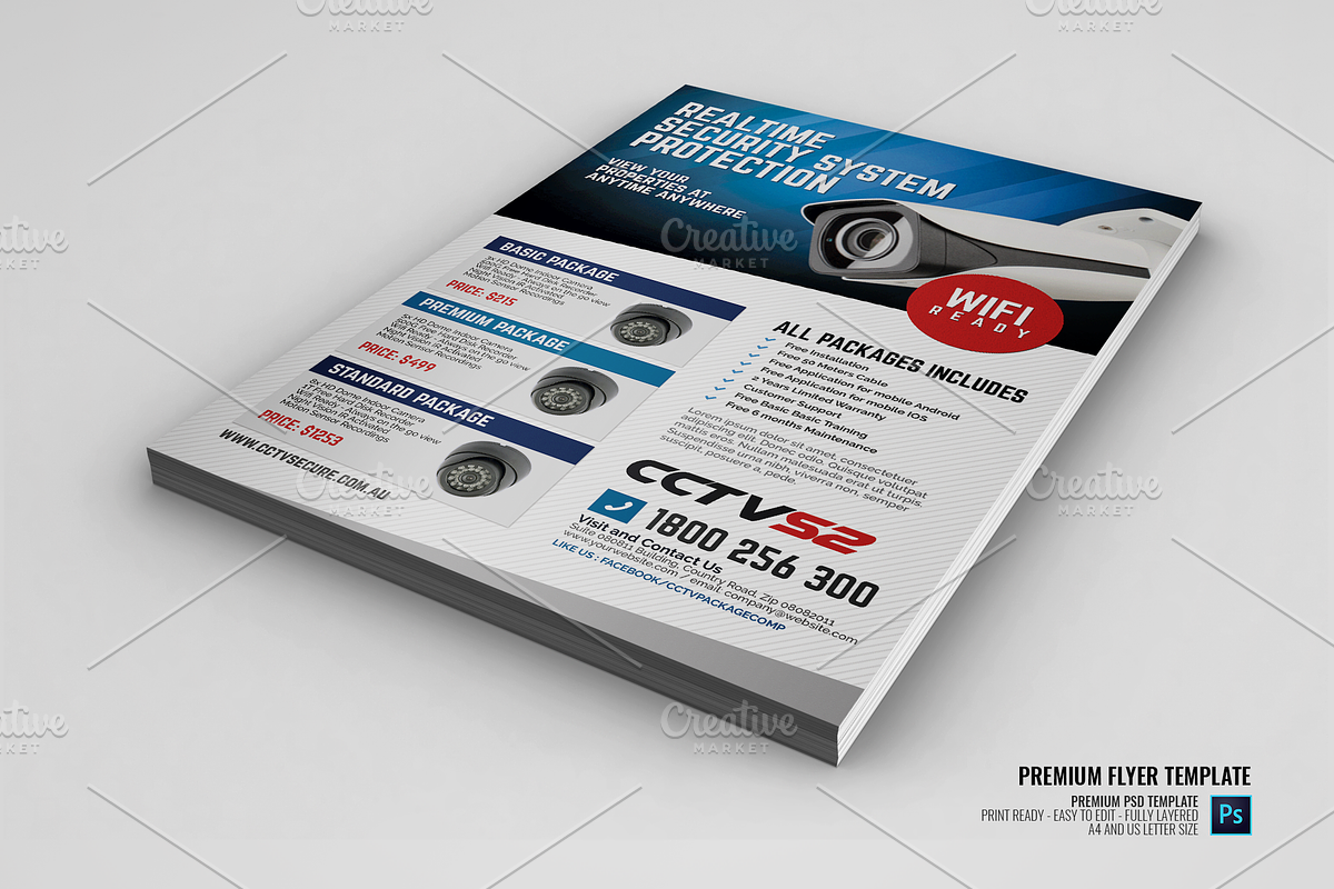 CCTV Surveillance Camera Flyer, a Flyer Template by PSDPixel