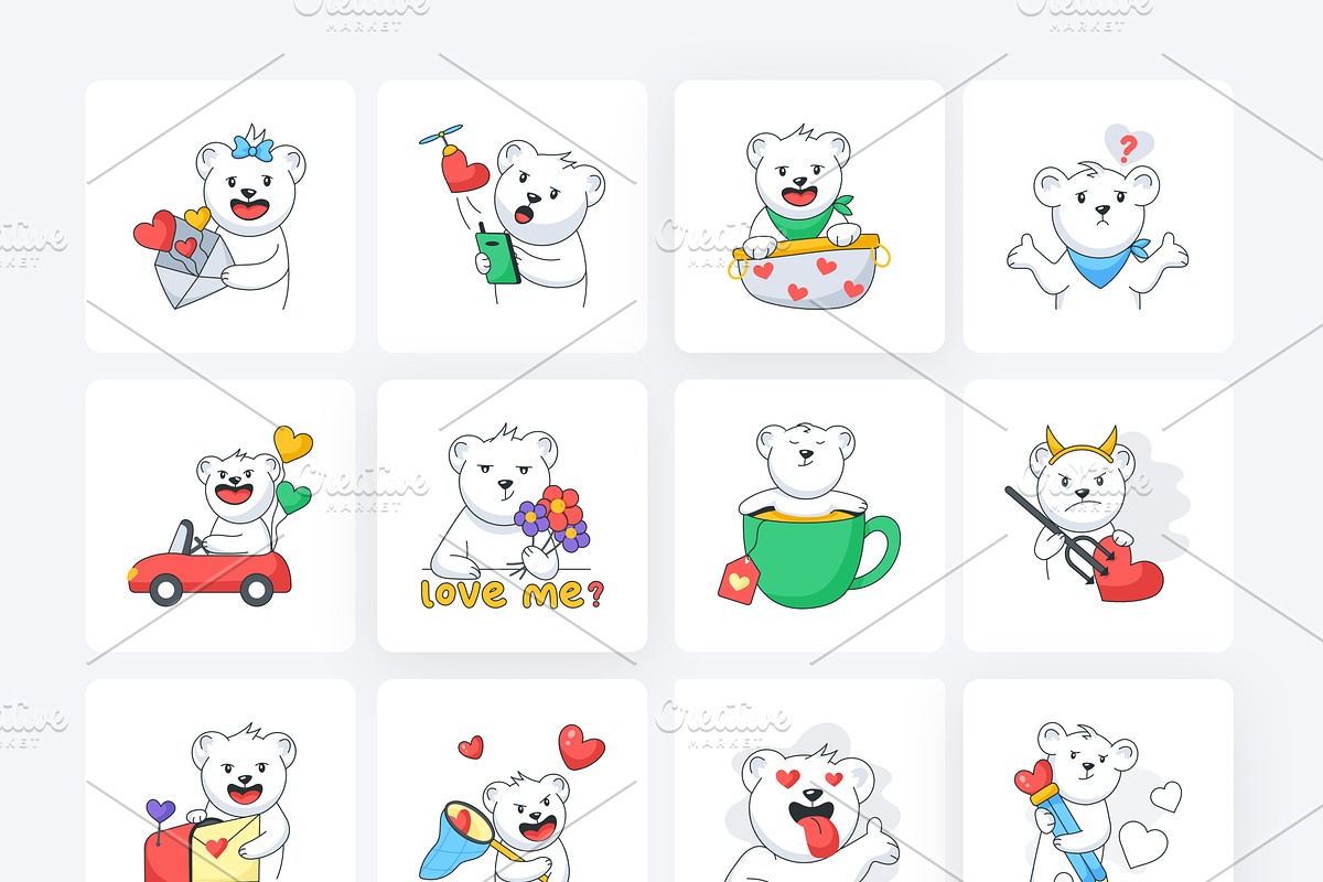 Flat Animated Love Stickers