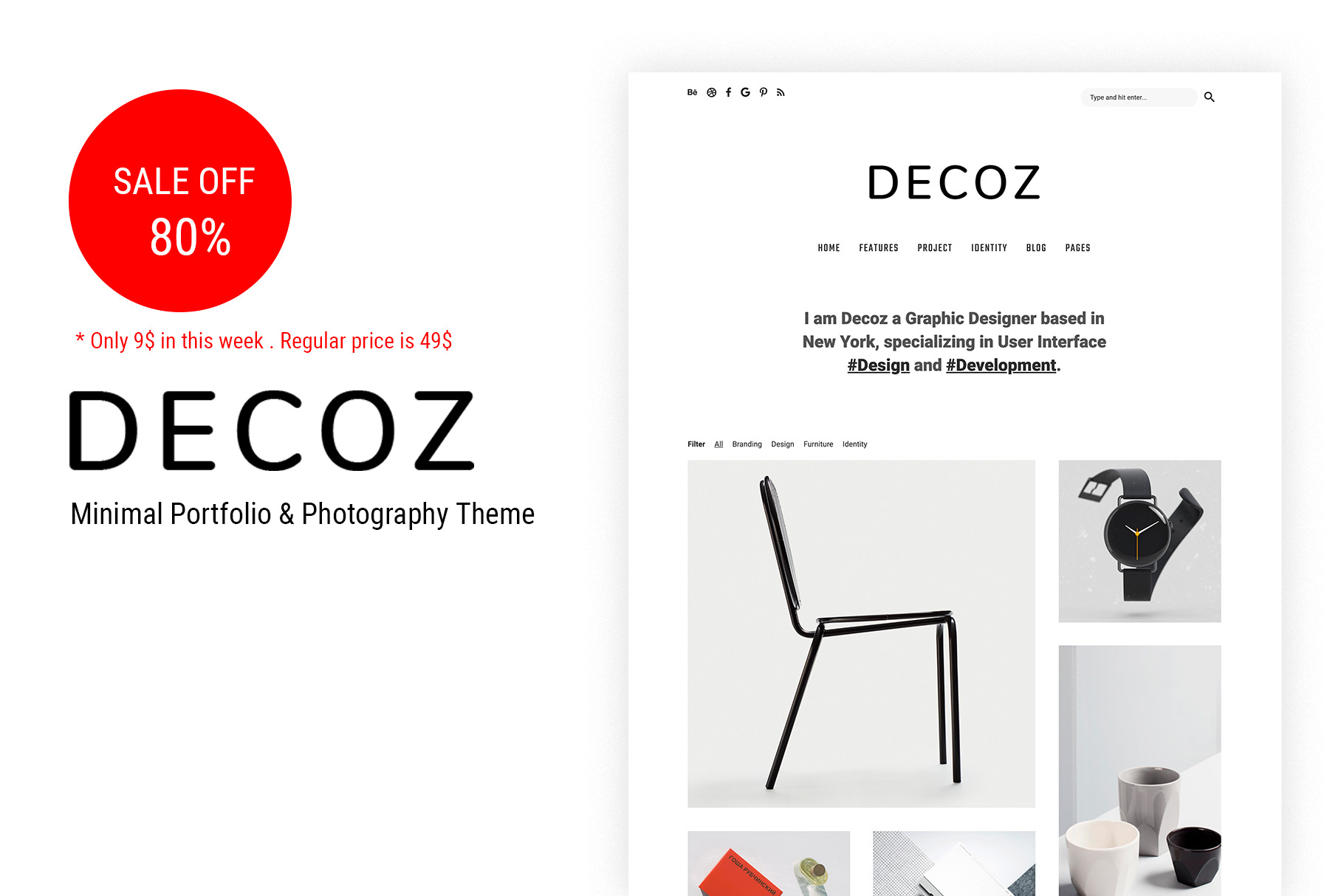 Decoz - Minimal Portfolio WordPress, a WordPress Template by kaiwp