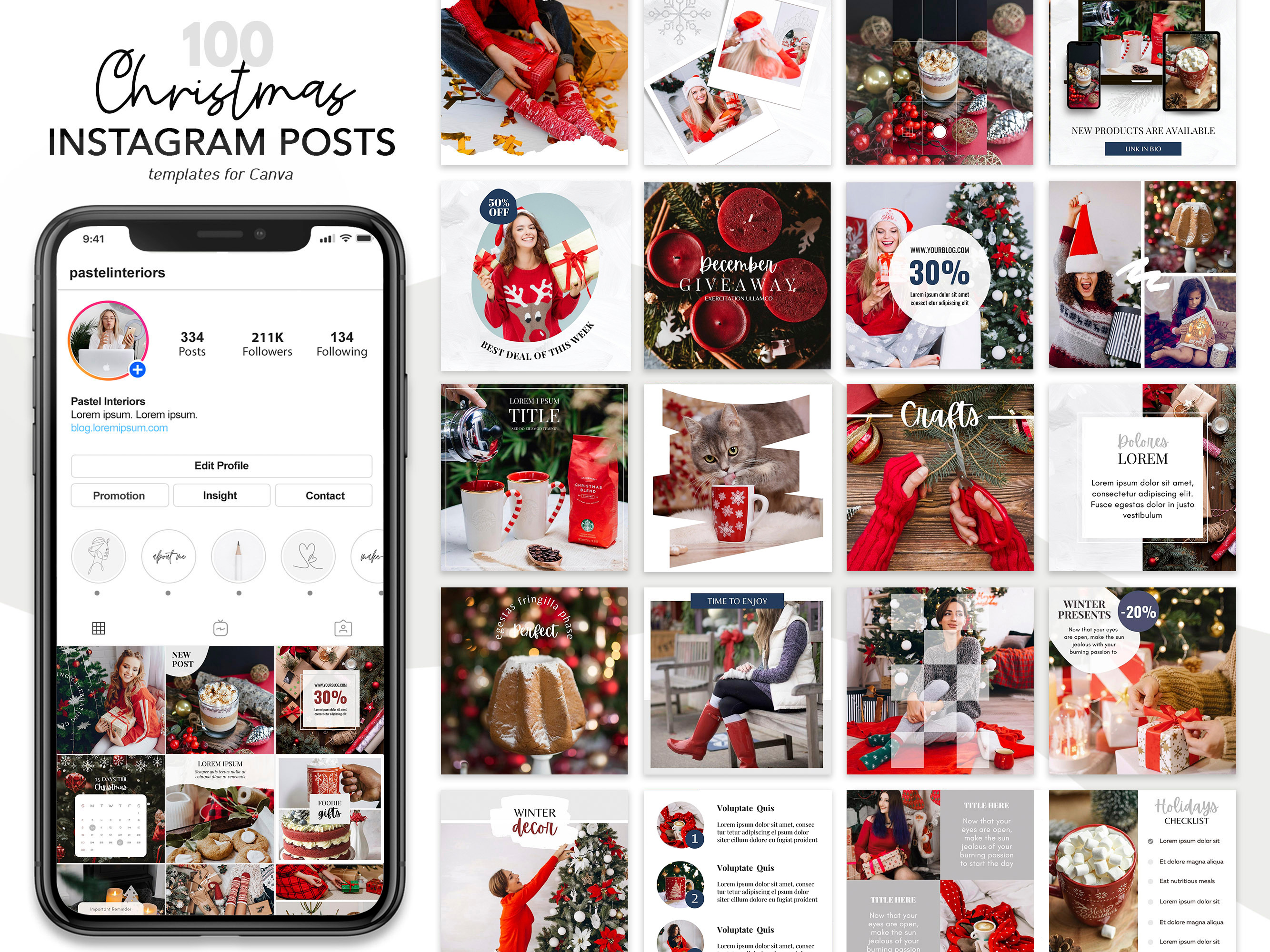 Christmas Instagram Post templates, a Social Media Template by SwitzerShop