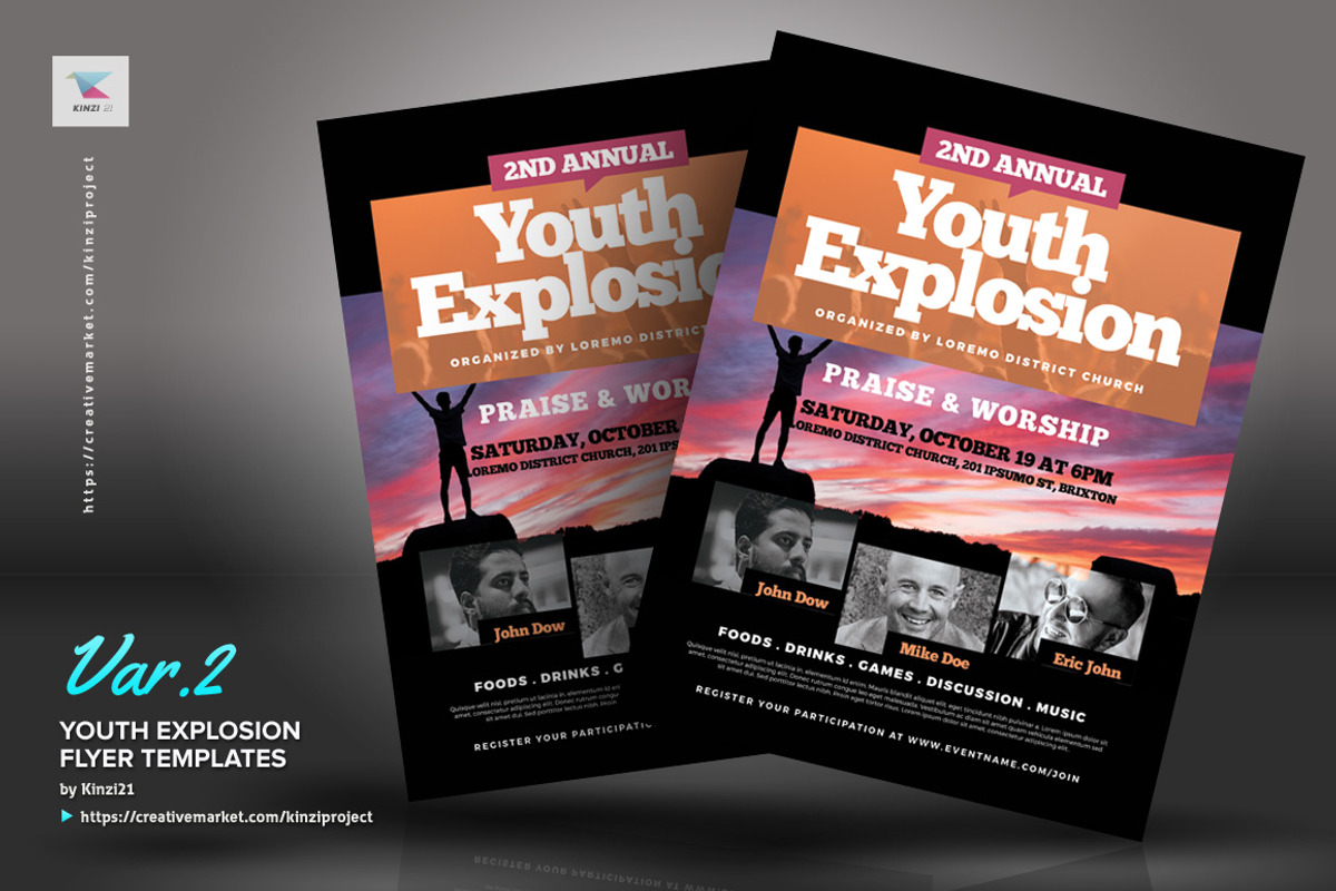 Youth Explosion Flyer Templates, a Flyer Template by kinzi21