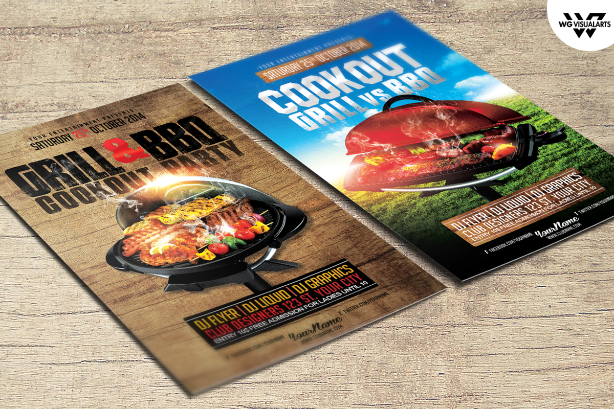 GRILL BBQ COOKOUT Flyer Template, a Flyer Template by WG DESIGN