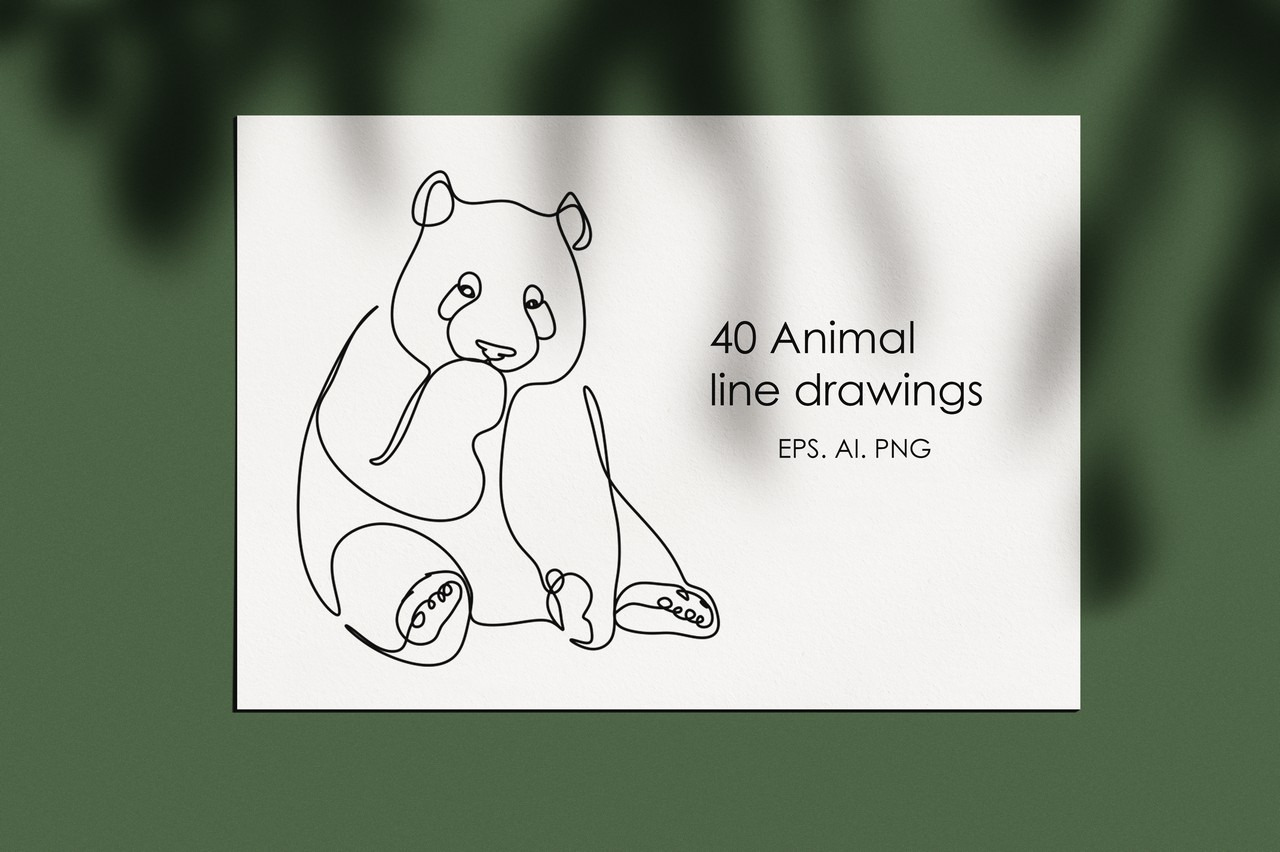 40 Animal vector line drawings, an Animal Illustration by velychko.ua