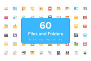 60 Files and Folders Flat Icons, an Icon by Creative Stall