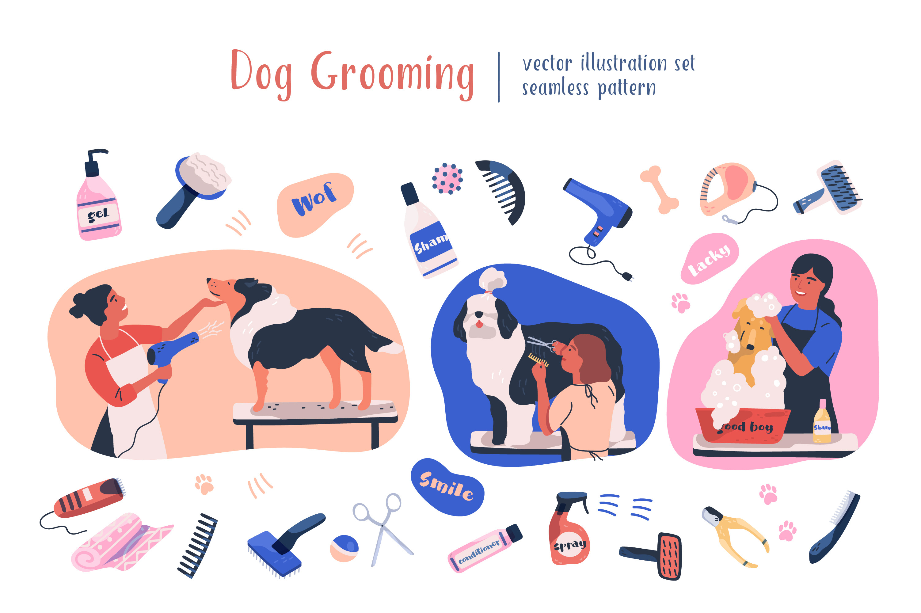 Dog grooming, an Animal Illustration by Good Studio