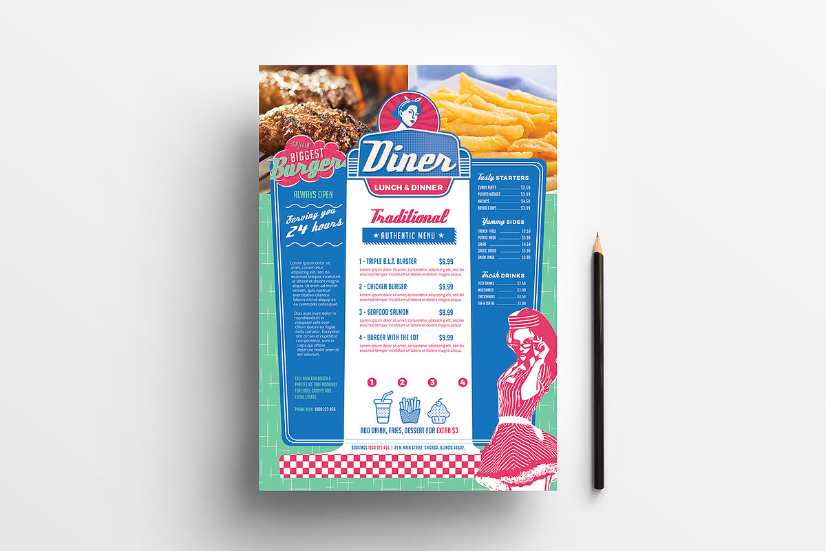 American Diner Menu Templates Pack, a Brochure Template by BrandPacks