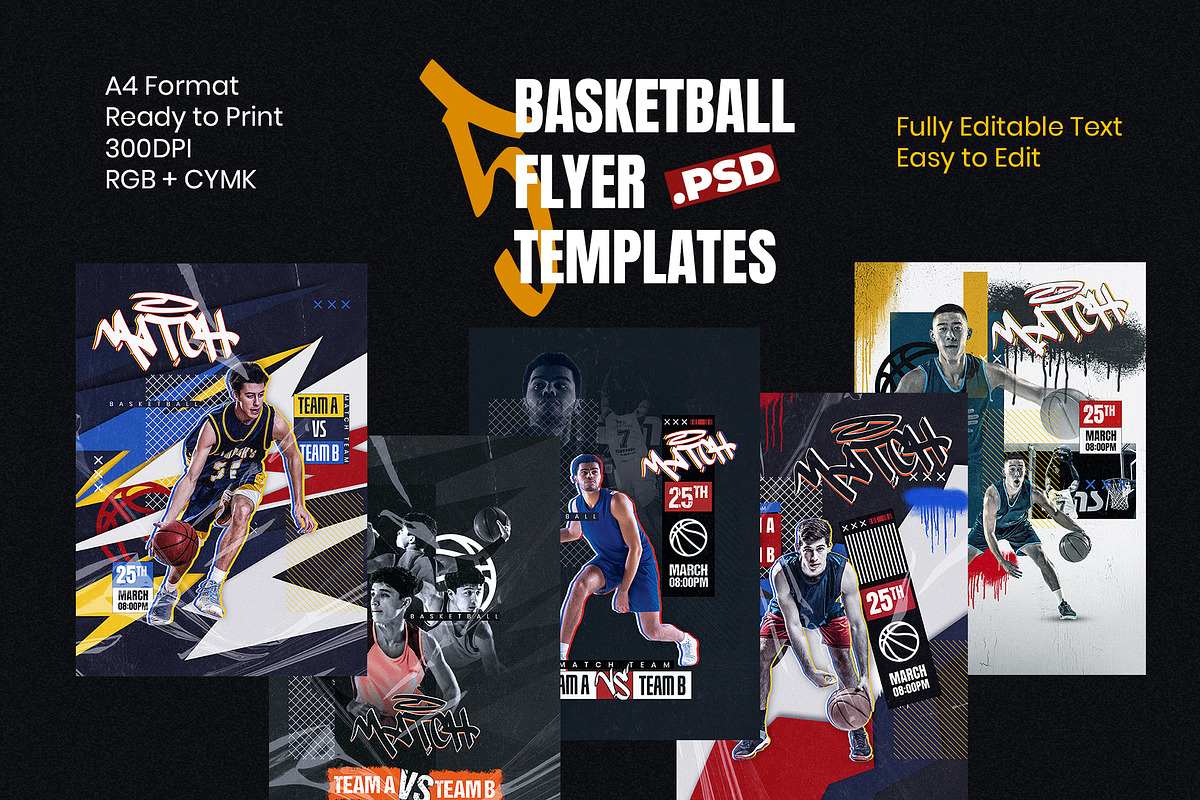 Basketball Bundle 5 Flyers Templates