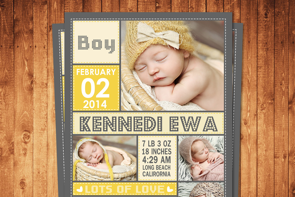 Newborn Baby Card Announcement, a Card Template by DonyDesigns