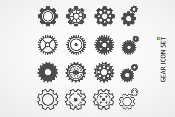 Vector gear icon set. Flat, an Icon by Vector and Templates