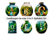 Landscapes in Jar Alphabet Letters, a Decorative Illustration by ...