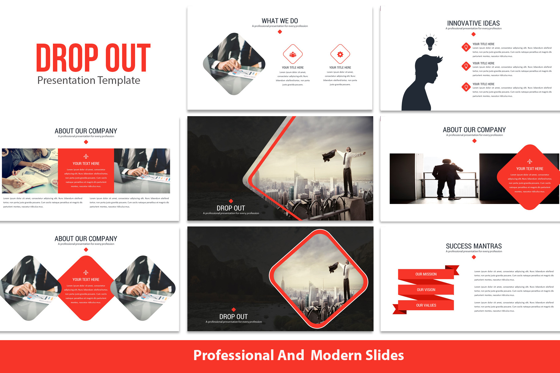 Drop Out Powerpoint Template, a Presentation Template by Creative Slides