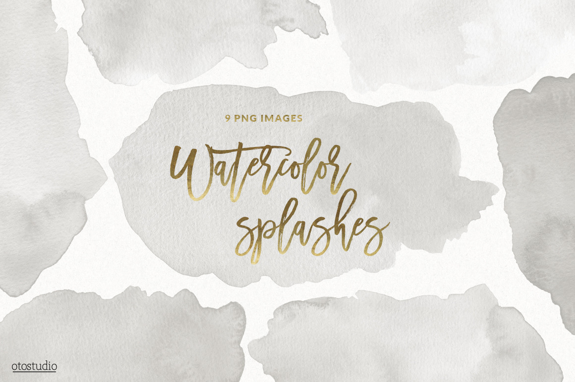 Watercolor Splashes & Textures Gray, a Texture Illustration by OtoStudio