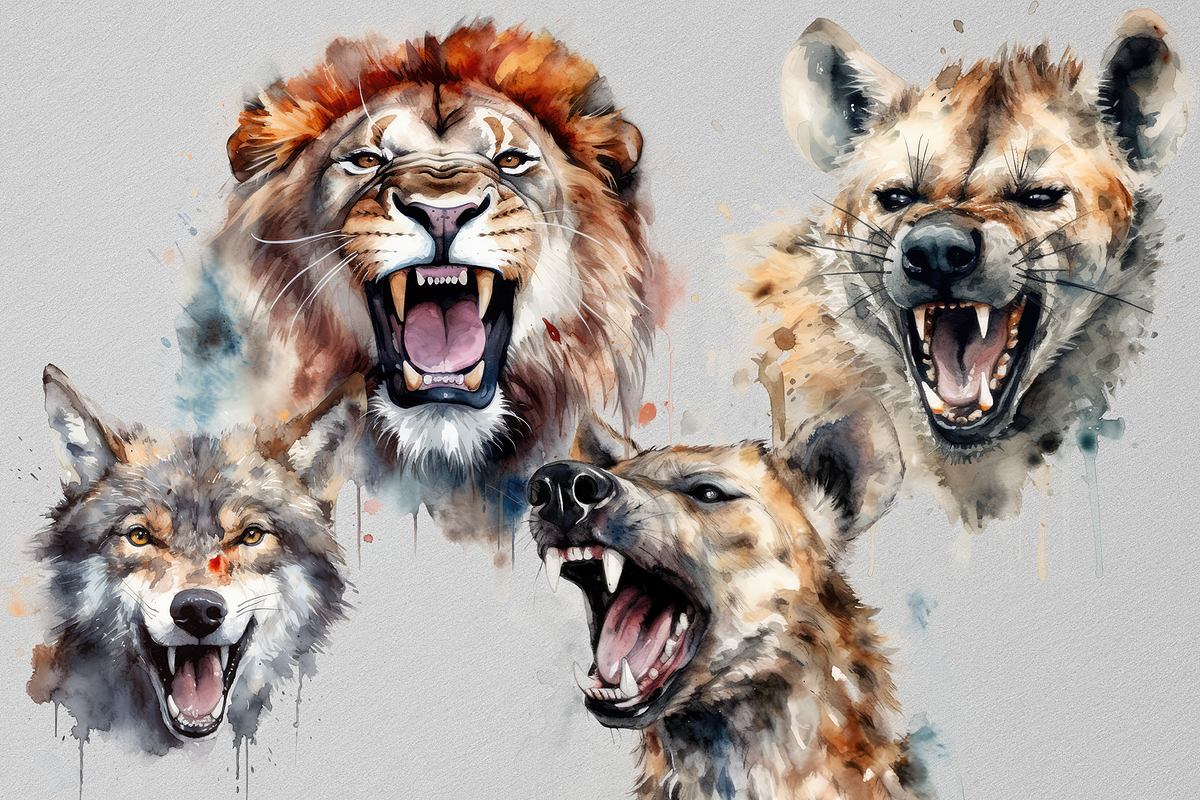 100 Watercolor Animal Portraits, an Animal Illustration by Graphicdome