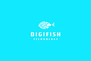 digital fish logo, a Branding & Logo Template by ZHR Creative