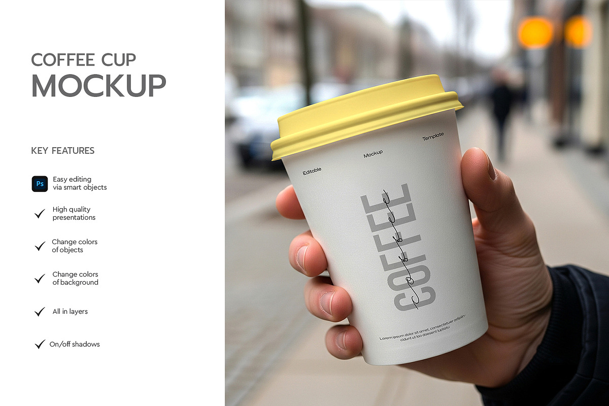 Hand Holding Paper Coffee Cup Mockup