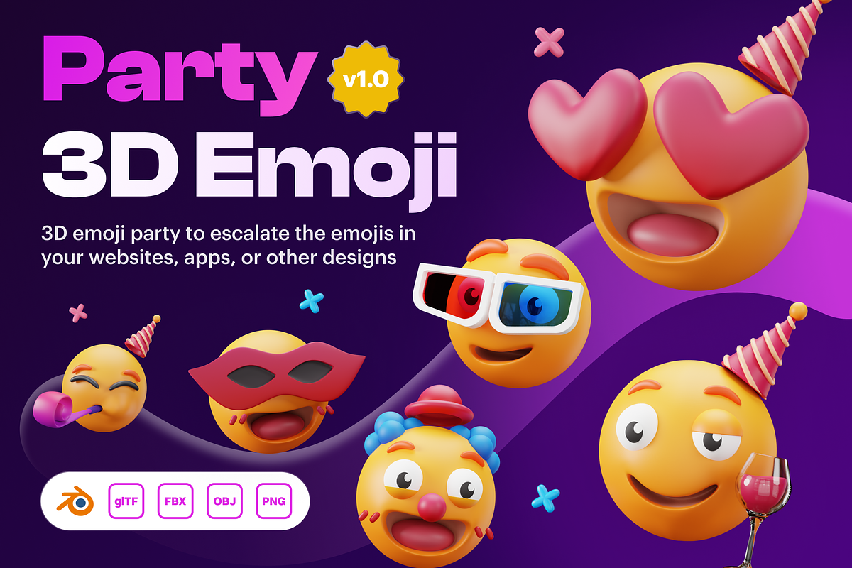 Emoty - 3D Party Emoji, a Characters & Person 3D Model by Illustraly Design