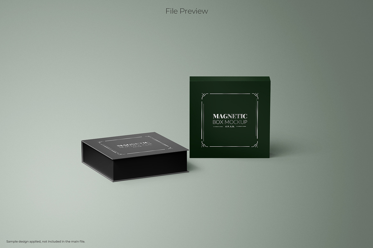 Square Magnetic Book Style Rigid Box Mockup