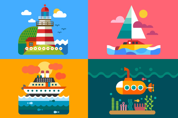 Sea landscapes, an Illustration by TastyVector