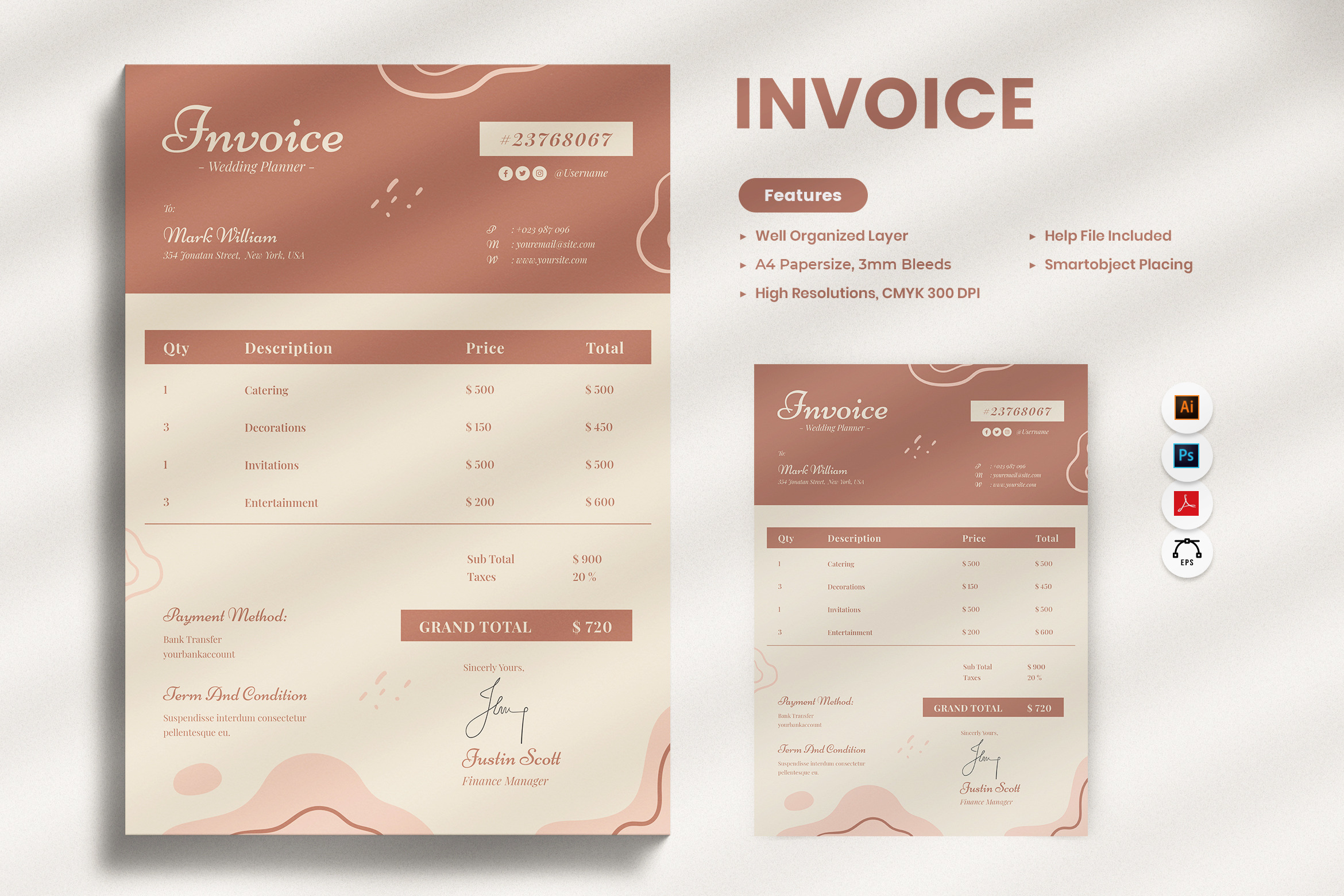 Invoice Wedding Planner, a Stationery Template by Rahardi Creative