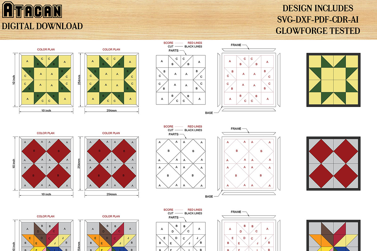 24 Barn Quilt Patterns, Quilt Blocks, a Pattern Graphic by AtacanDigital