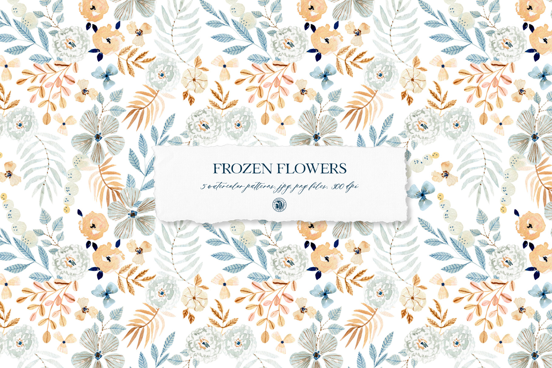 Frozen Flowers Watercolor Patterns, a Pattern Graphic by Webvilla Studio