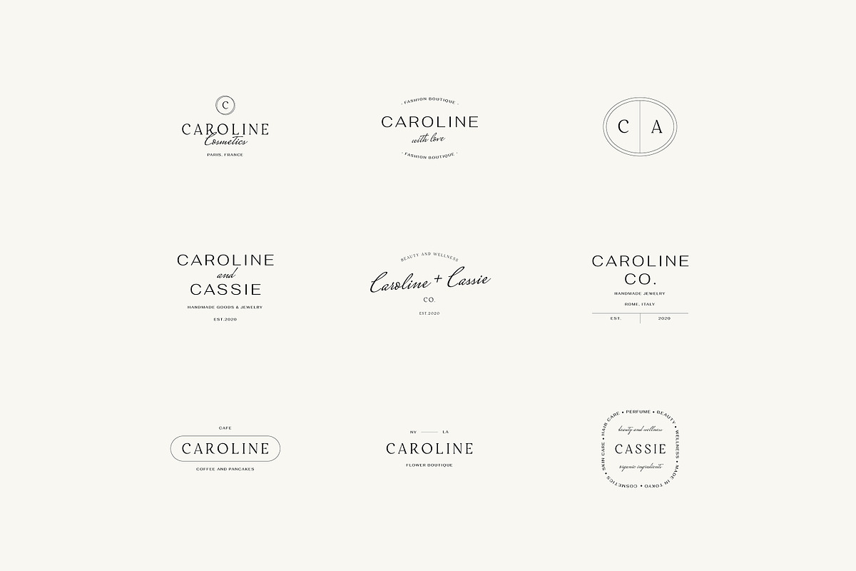 Caroline Minimal Logo Kit Ai,Eps,Psd, a Branding & Logo Template by ...