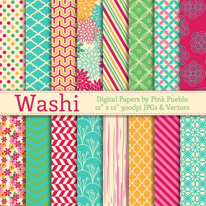 Washi Papers and Backgrounds, a Pattern Graphic by PinkPueblo