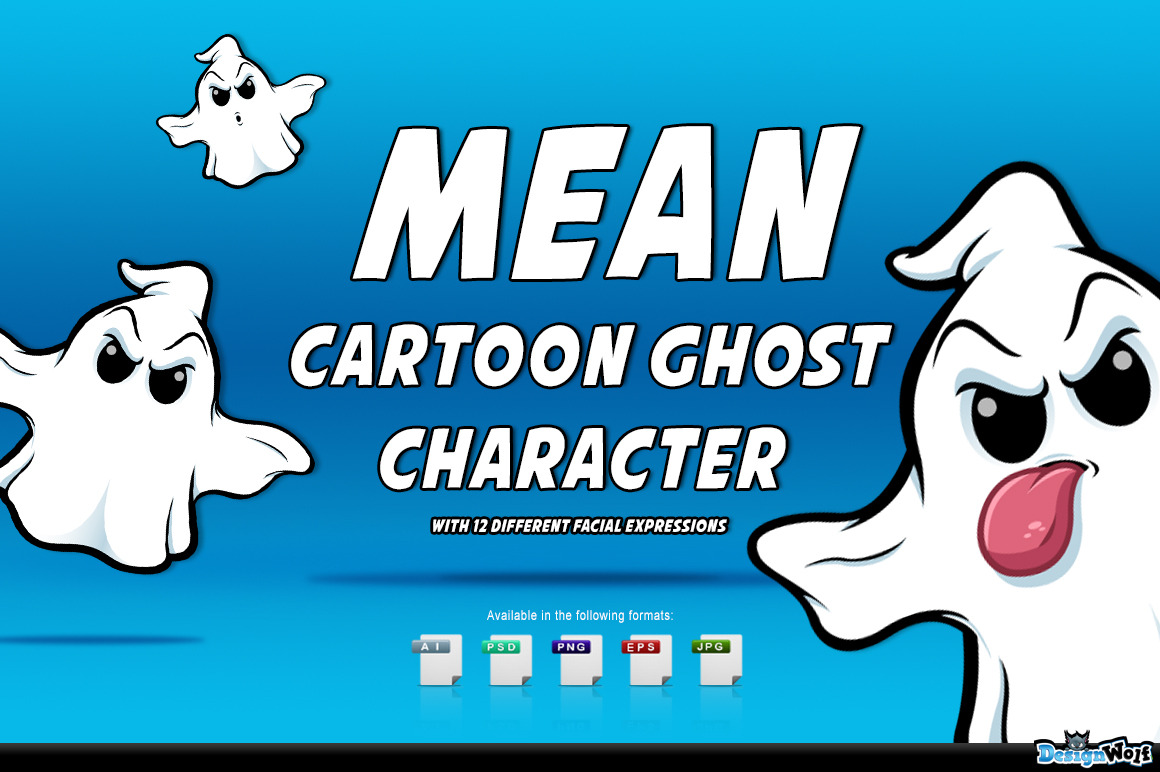 Mean Cartoon Ghost Character, an Illustration by DesignWolf
