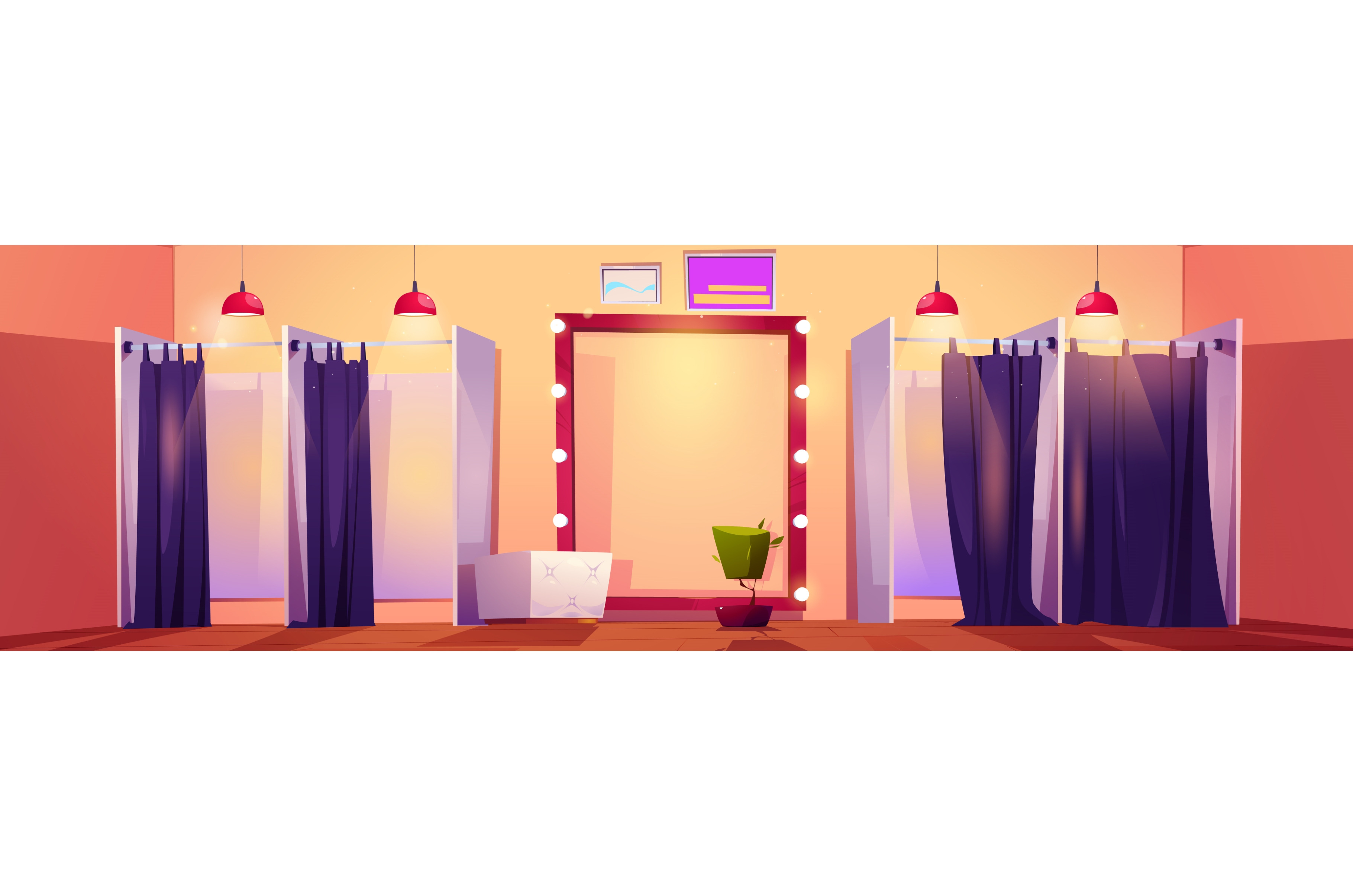 Fitting room interior in fashion, an Illustration by art PVP - market