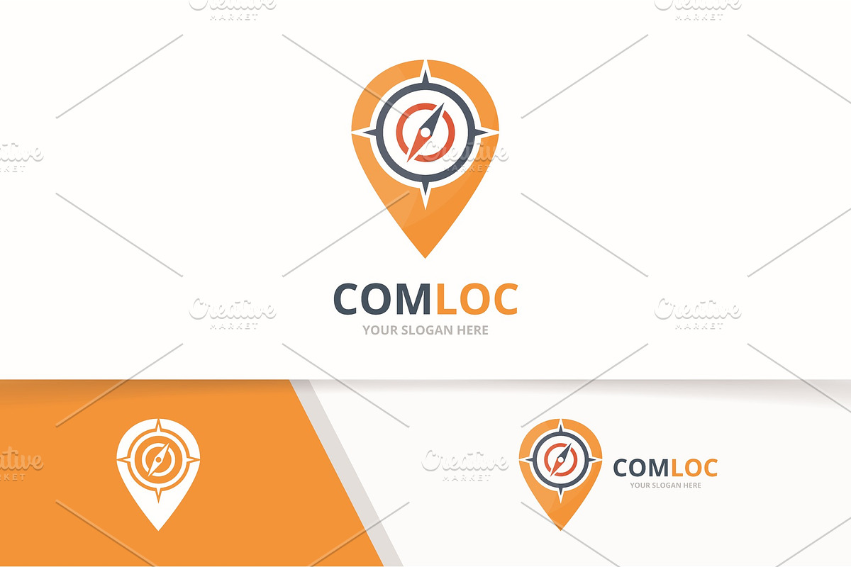 Vector compass and map pointer logo, a Branding & Logo Template by ...