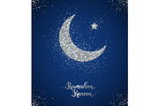 Ramadan Kareem card with crescent and star, a Decorative Illustration ...