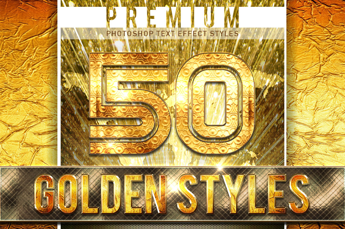 50 Golden Styles, a Layer Style Add-On by TrulyART Type | Creative Market