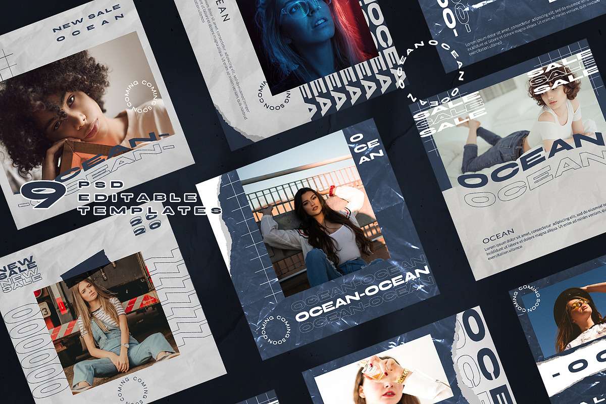 OCEAN Instagram Template, a Social Media Template by Compaq_Creative