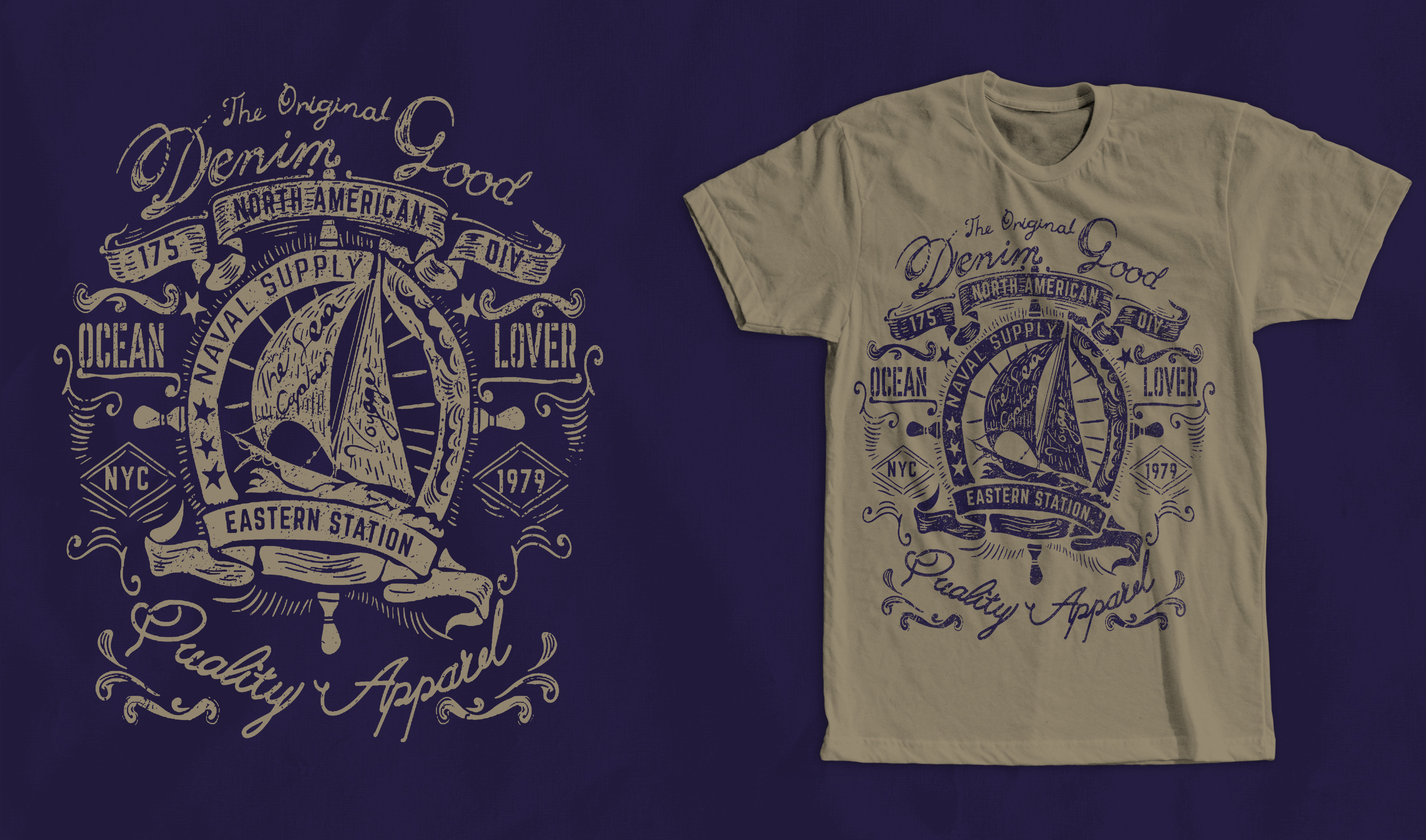 Sailing Ship T-Shirt Design 2, an Illustration by CJR Designs