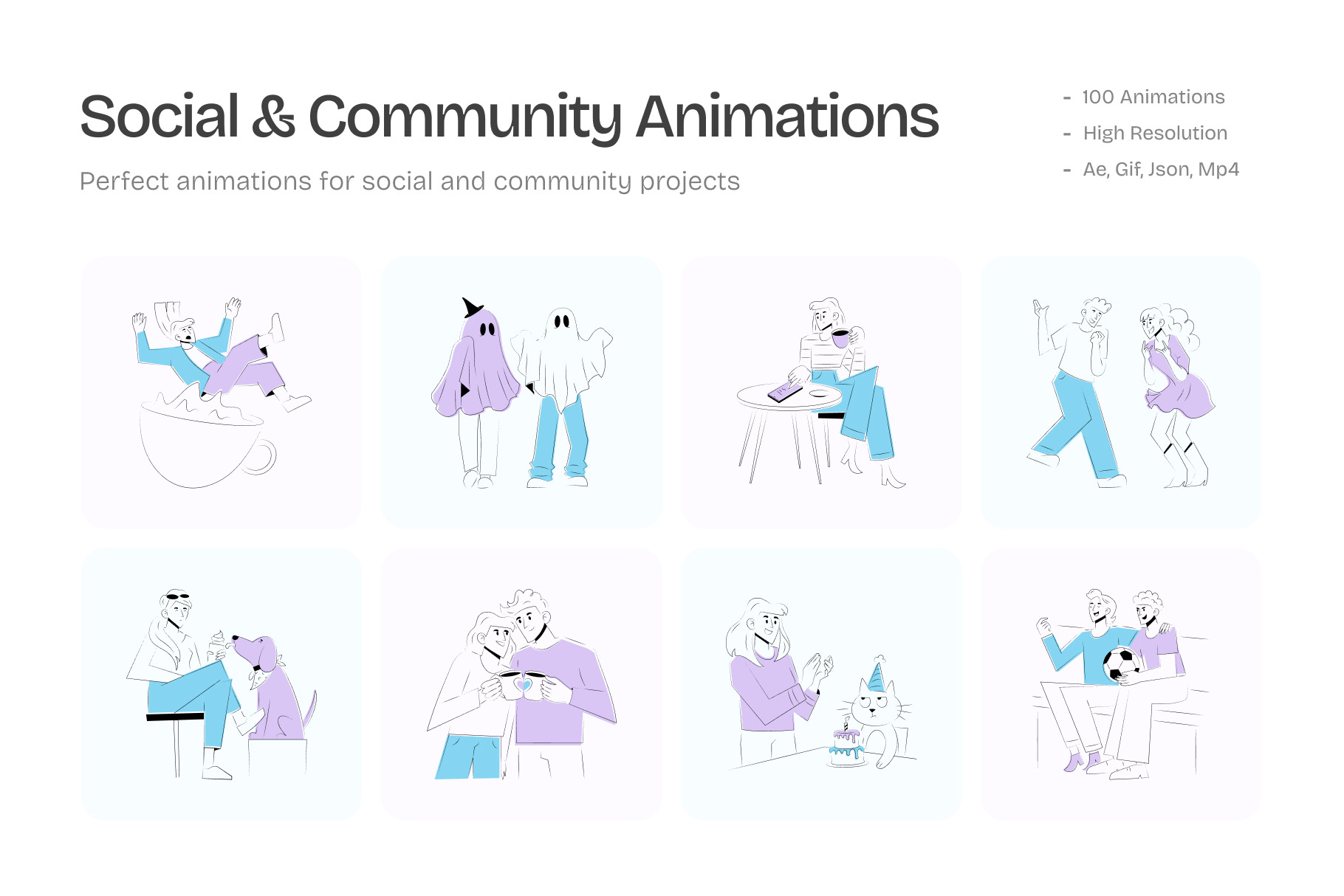100 Animated Social and Community