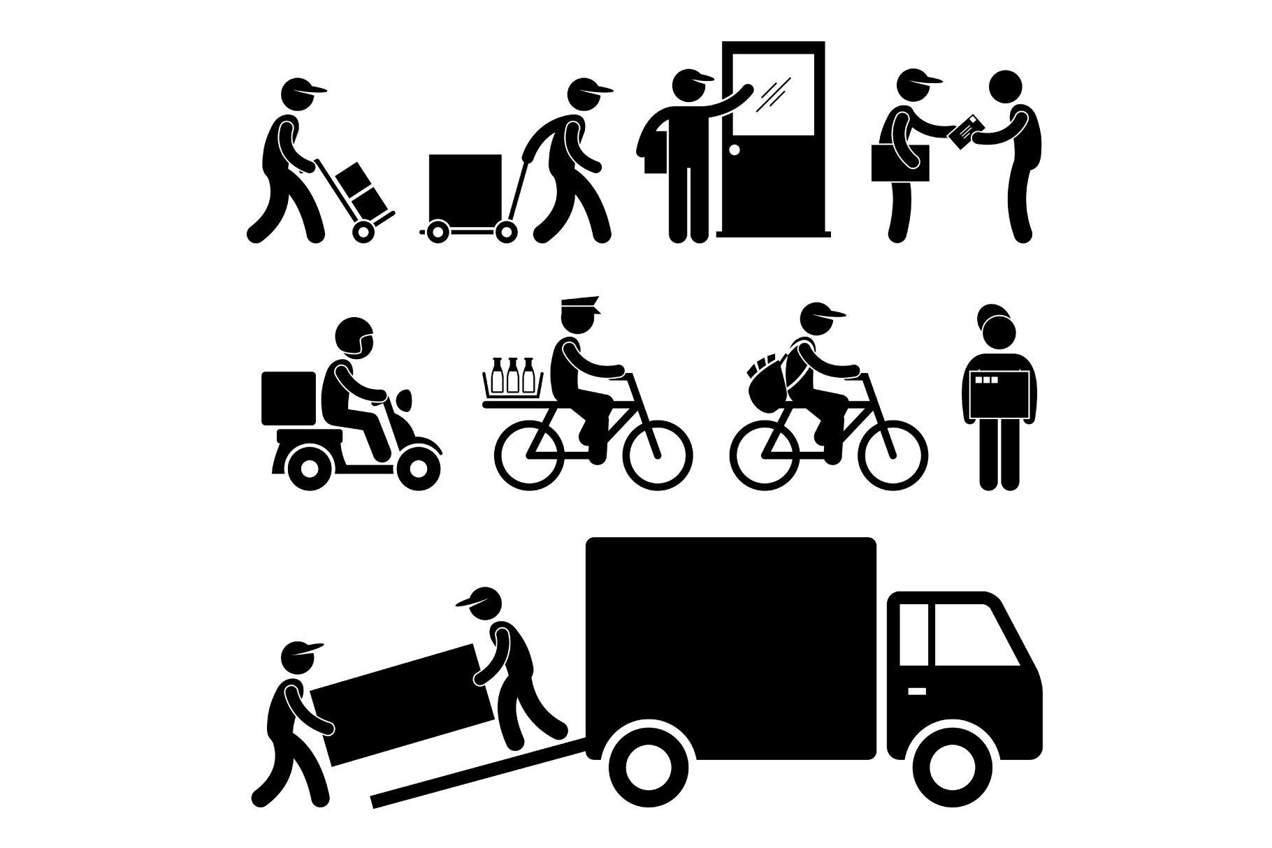 Delivery Courier Logistics Services, an Icon by Leremy Stick Figures