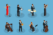 Isometric People In Orchestra Set, a Decorative Illustration by ...
