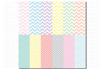 Chevron and Polka Dots Digital Paper, an Illustration by SA ClipArt