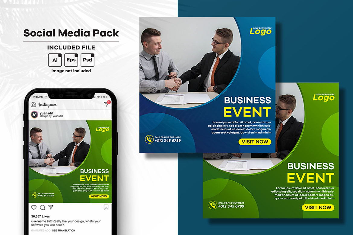 Social Media Post Template, a Social Media Template by yuanesei