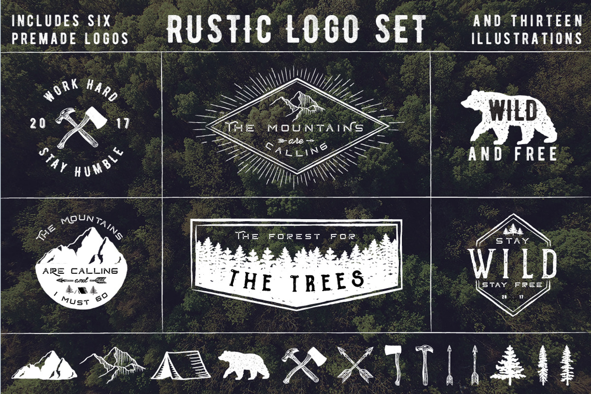 Rustic Logos & Illustrations AI PNG, an Object Graphic by BirDIY Design