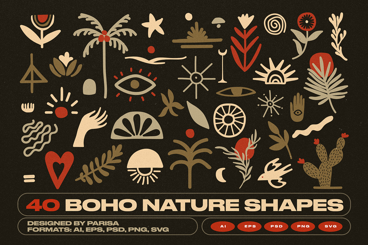 40 Boho Nature Shapes, an Object Graphic by Parisa-Artstudio