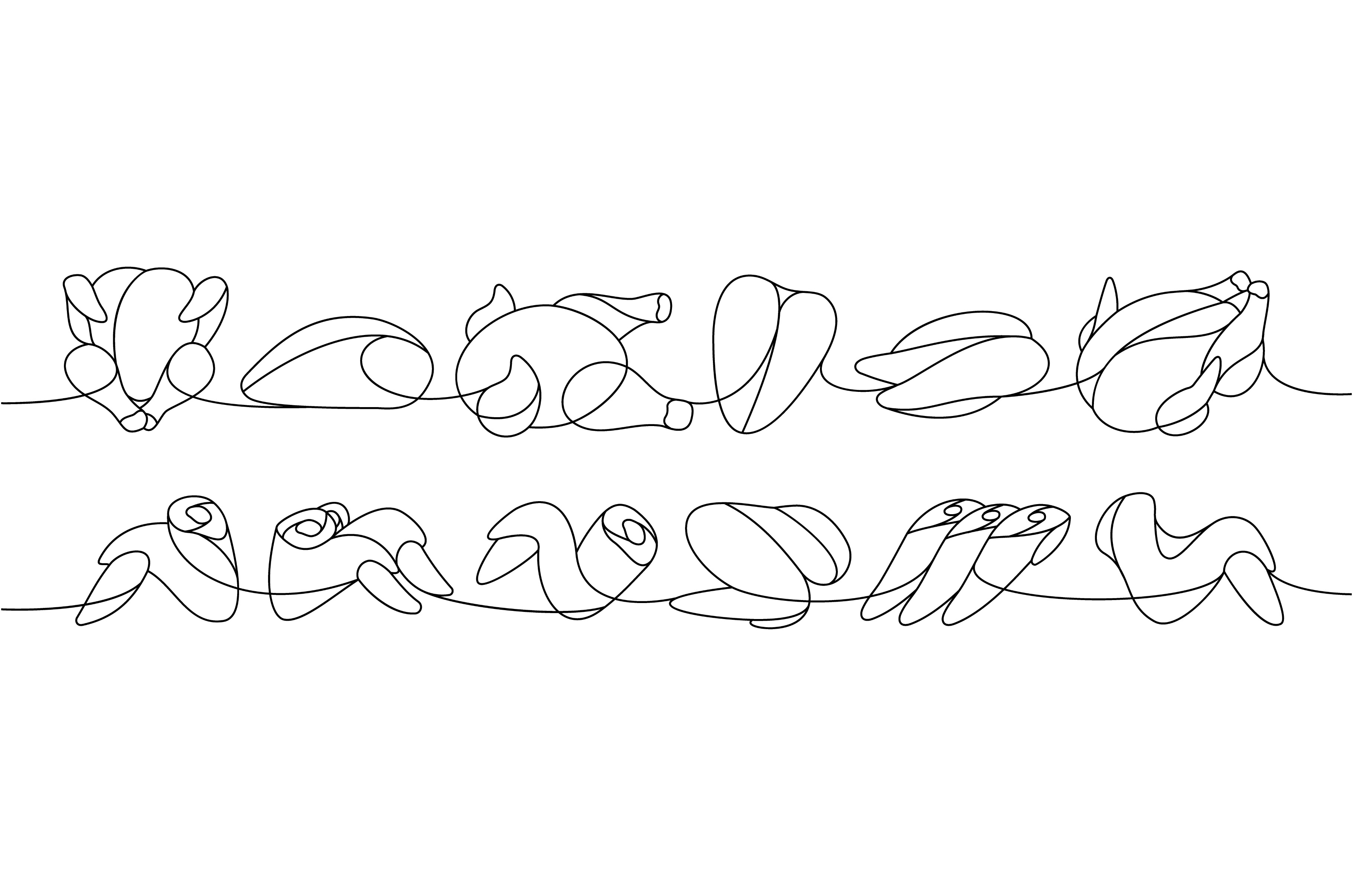 Set of chicken meat one line | Food Illustrations ~ Creative Market